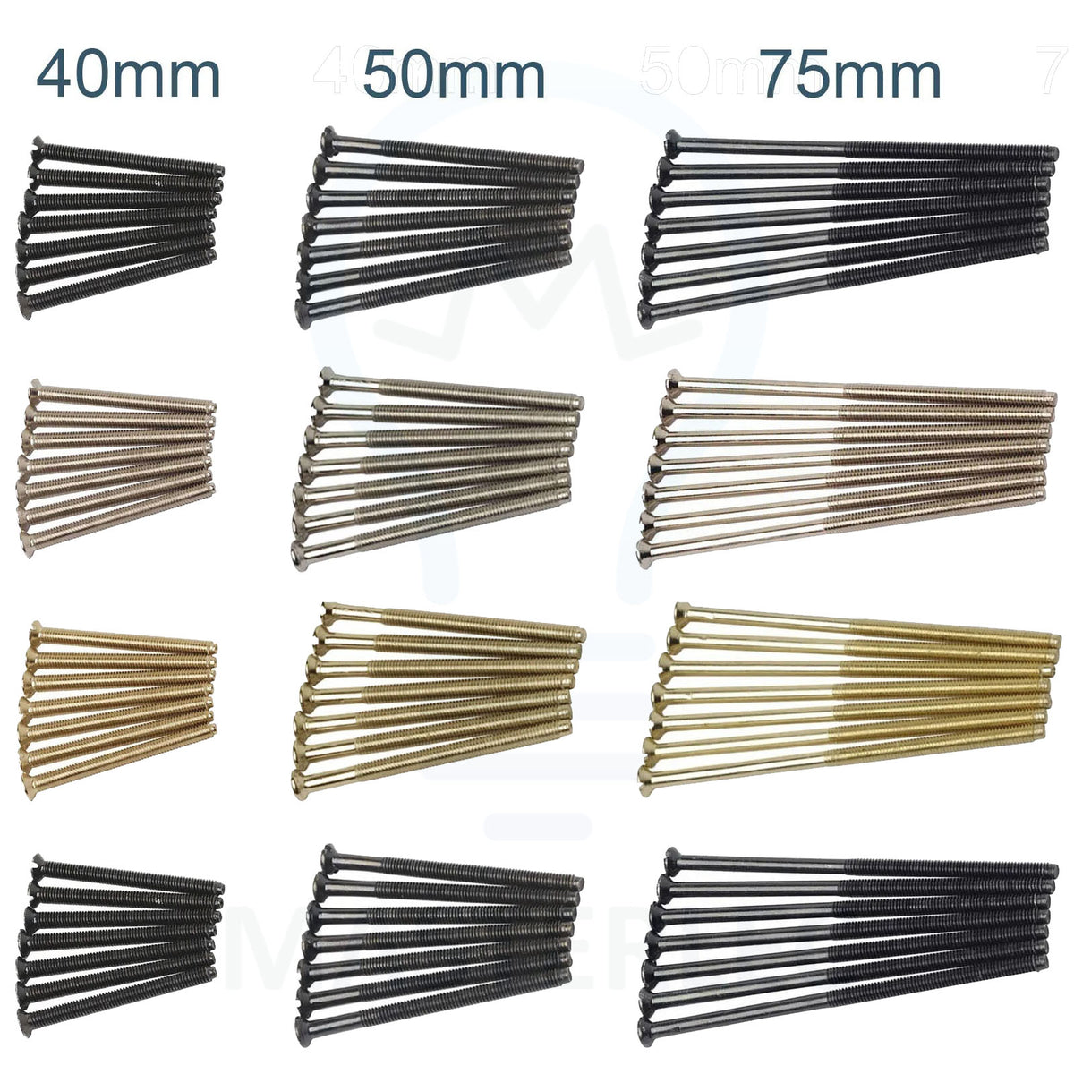 M3.5 Electrical Screws 40mm 50mm 75mm Switch Socket Long Black Nickel ...