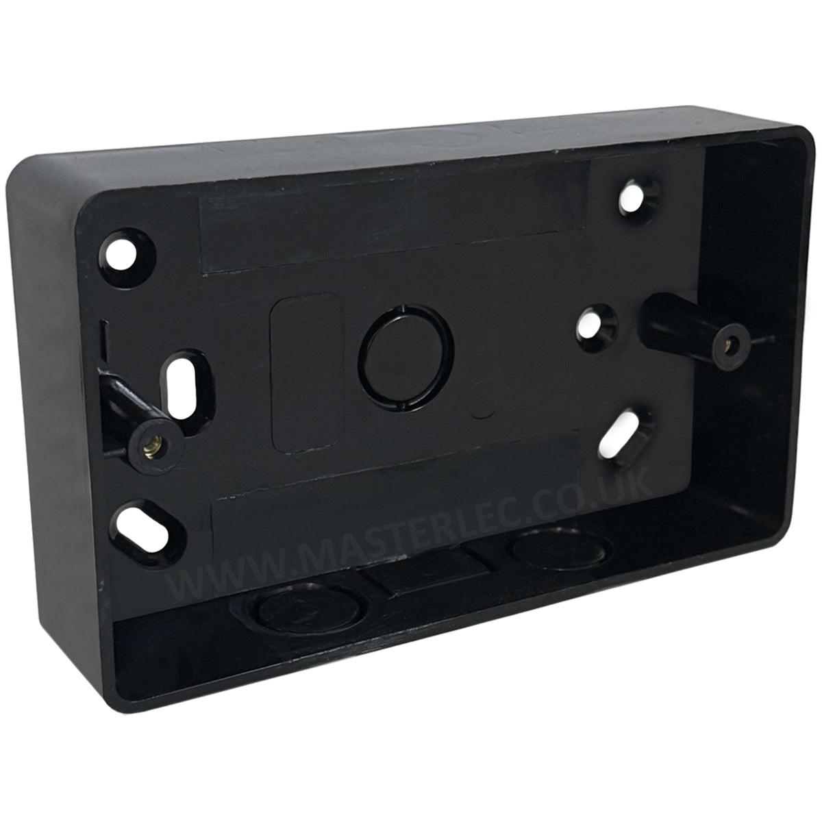 2 Gang Double Black Round Edge Surface Pattress Back Box 32mm Deep ...