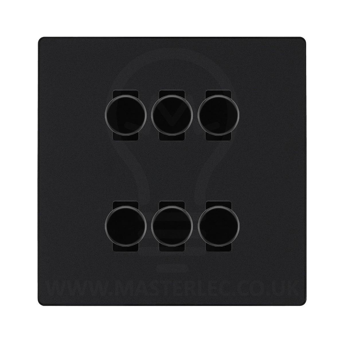 BG Evolve Matt Black 6 Gang Trailing Edge LED Dimmer Light Switch 2 Wa ...