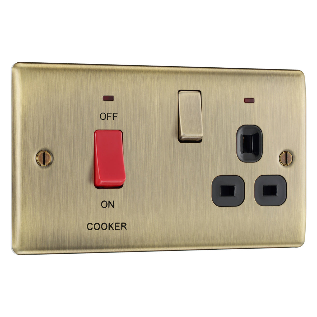 BG Nexus Antique Brass 45 Amp Cooker Control Unit Socket LED and Indic ...