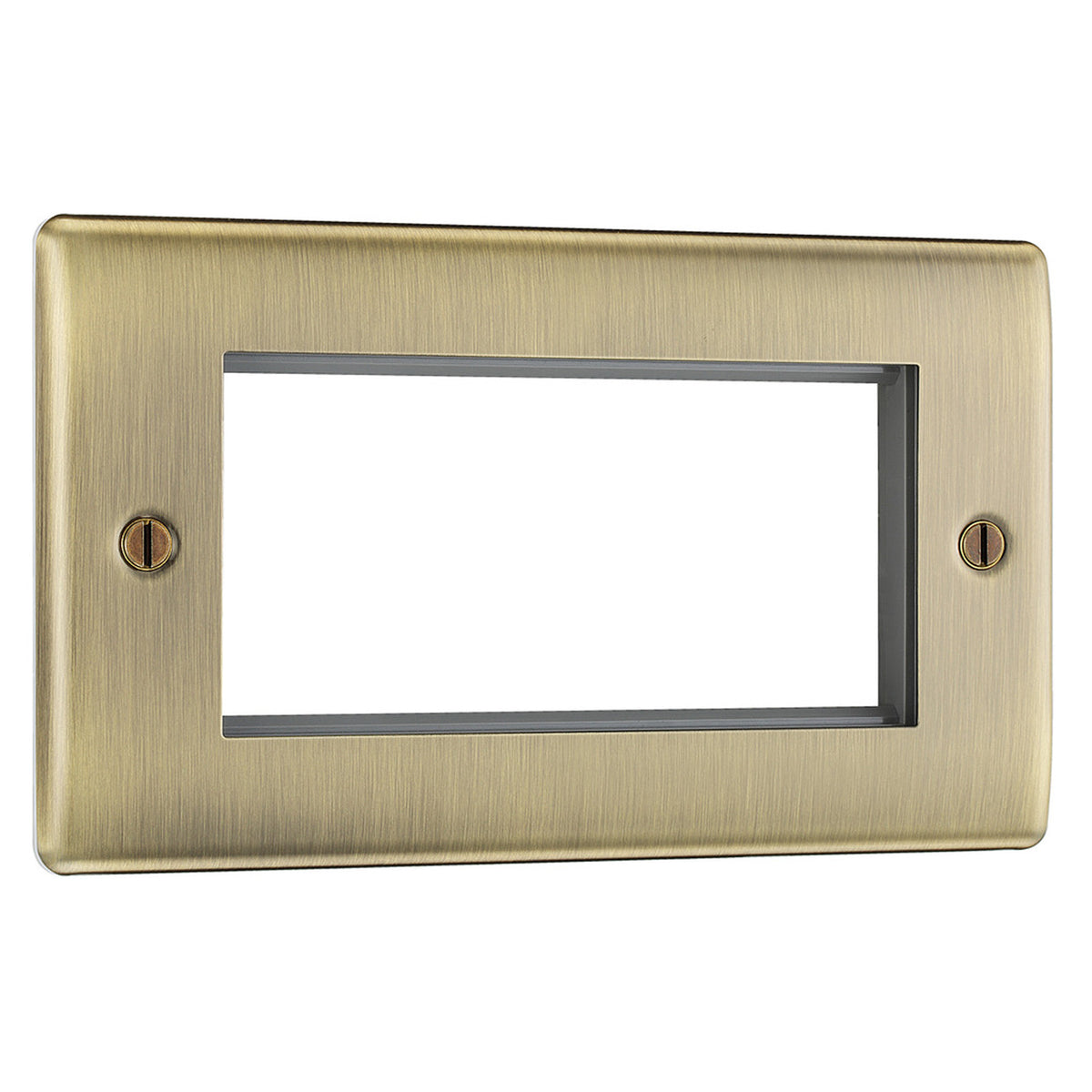 BG Nexus Antique Brass Double 4 Gang Euro Module Front Plate 4 Module ...