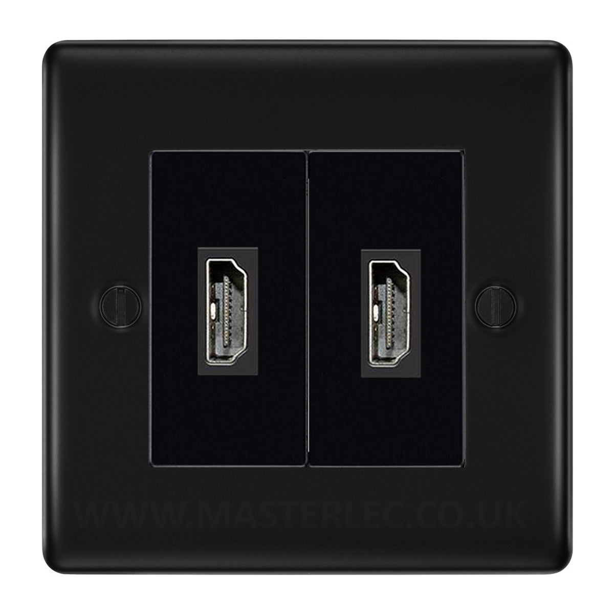 BG Nexus Matt Black 2 Gang HDMI Socket Black Insert — Masterlec