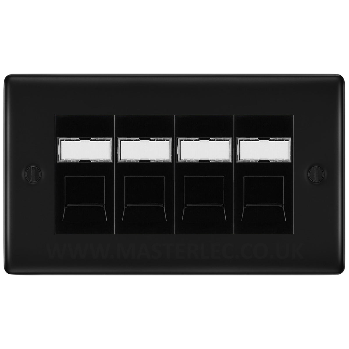 BG Nexus Matt Black 4 Gang Double RJ45 CAT6 Internet Data Socket, IDC ...