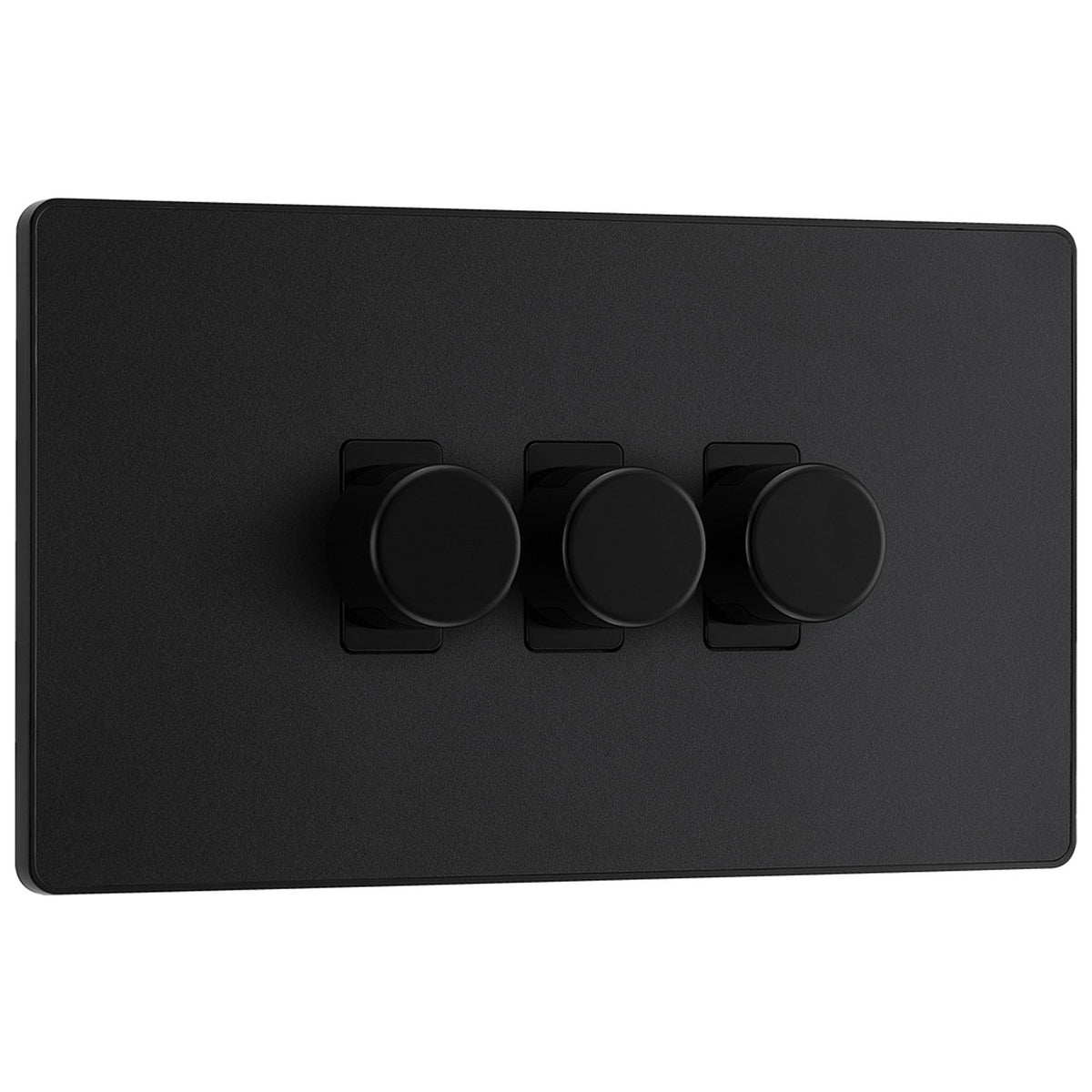 BG Evolve Matt Black 3 Gang Custom Grid Dimmer Light Switch PCDMB83B ...