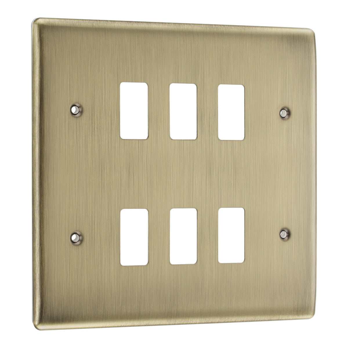 BG Nexus RNAB6 Antique Brass 6 Gang Front Cover Plate — Masterlec