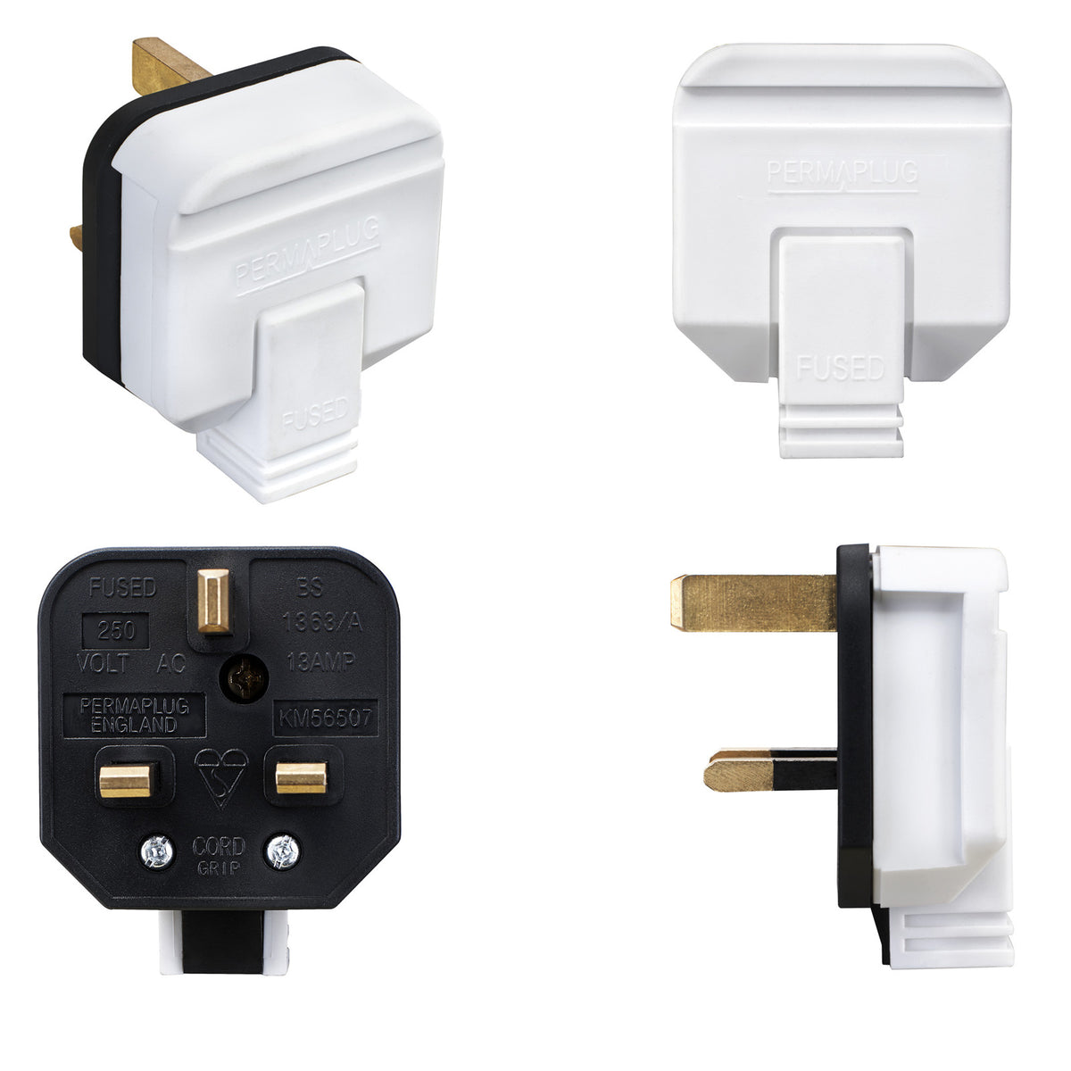 White Rubber Plug Top Heavy Duty Permaplug 13 Amp Fused 3 Pin Plug HDP ...