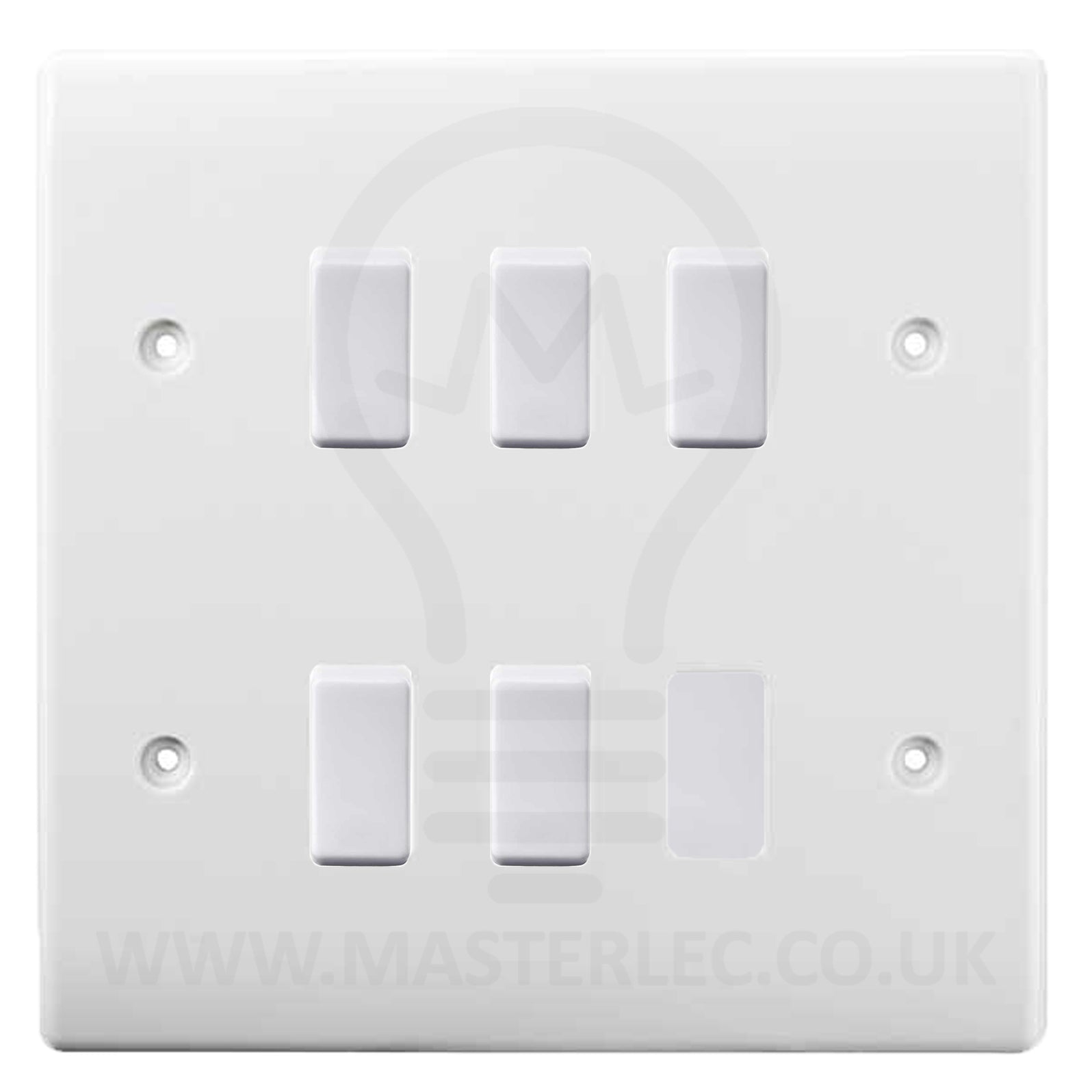 BG White 5 Gang Light Switch Custom Switch — Masterlec