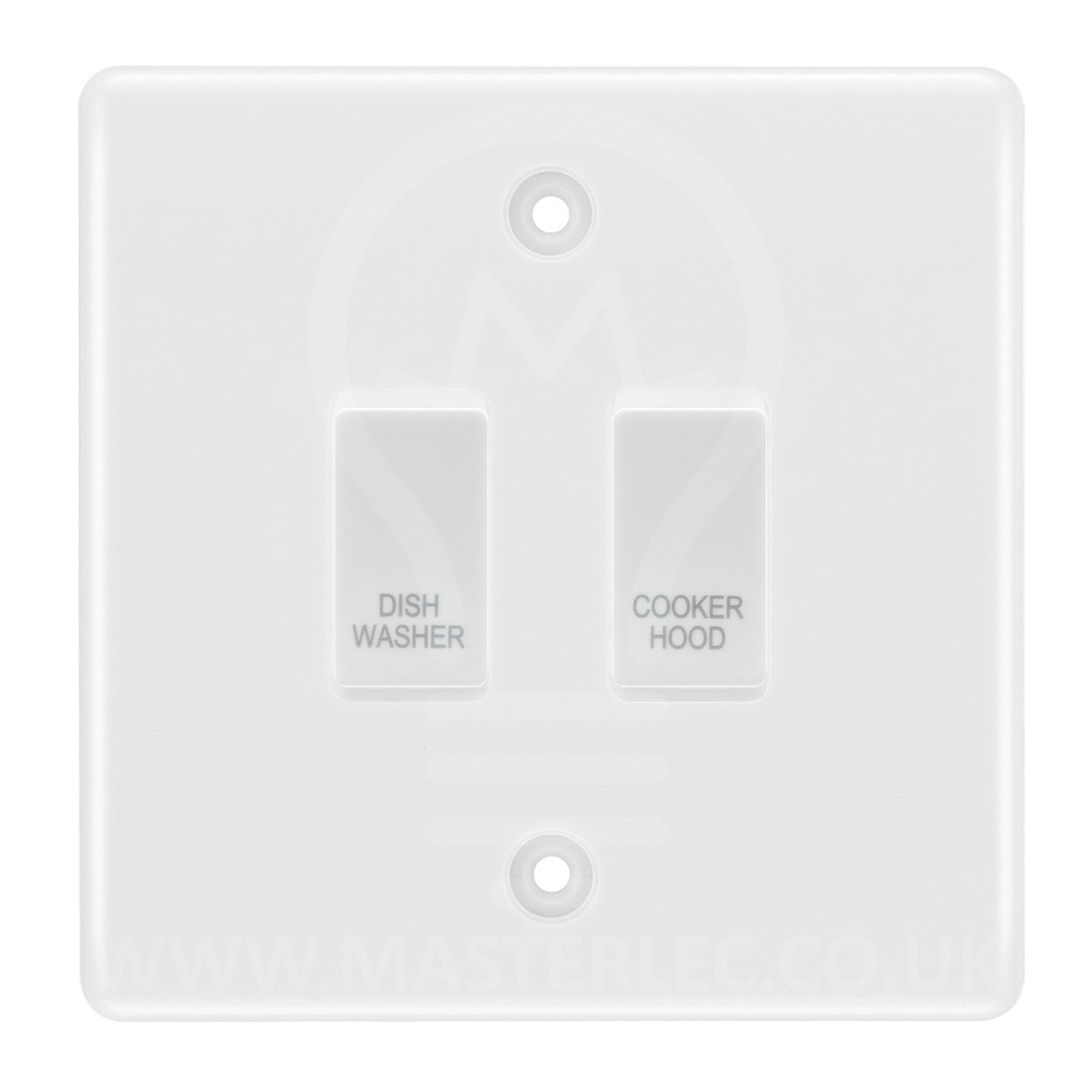 BG White Moulded 2 Gang Custom Labelled Appliance Grid Switch — Masterlec