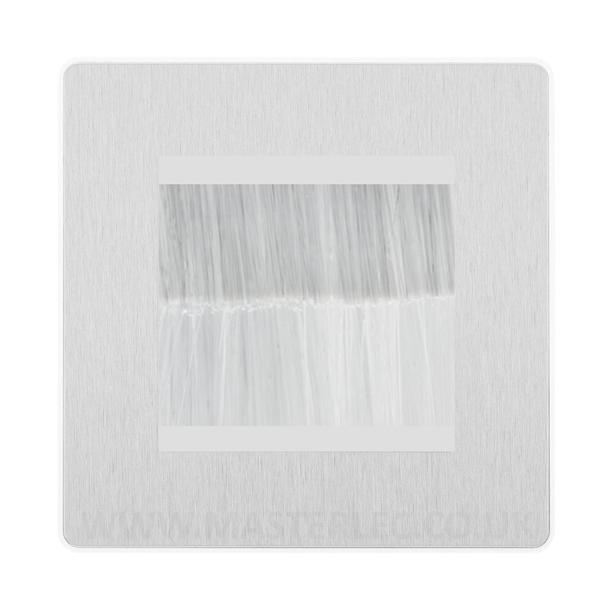 BG Evolve Brushed Steel Screwless Twin 2 Gang Brush Cable Entry — Masterlec