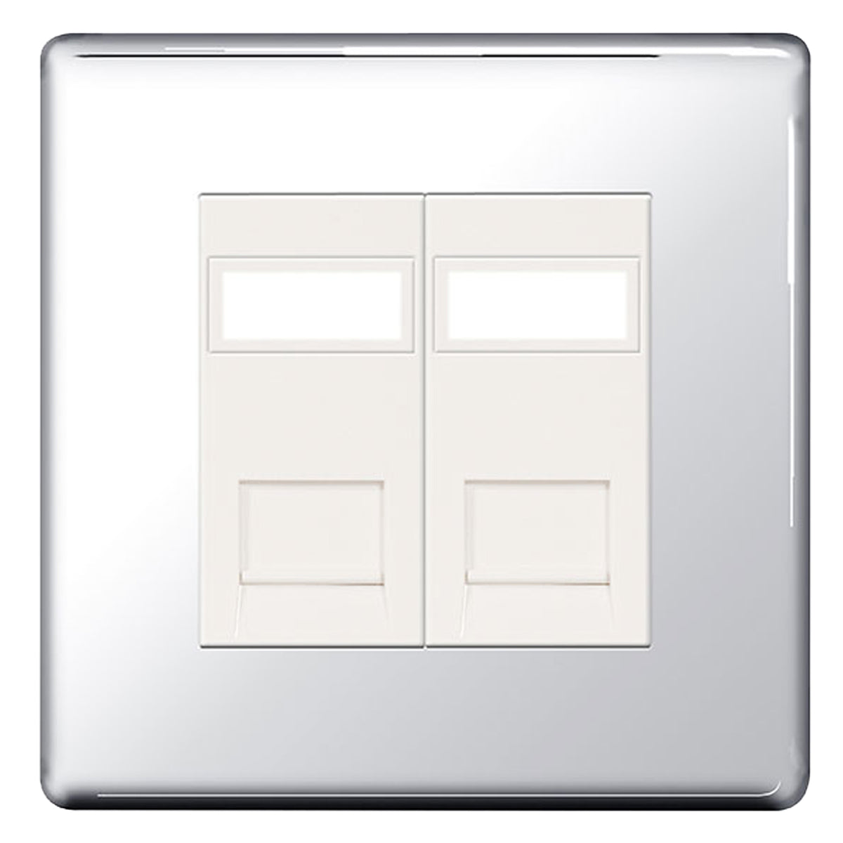 BG Nexus Screwless Flat Plate Polished Chrome 2 Gang RJ45 Socket FPCRJ ...