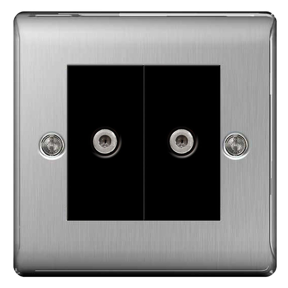 BG Nexus Brushed Steel 2 Gang Satellite Sky Socket Black inserts ...