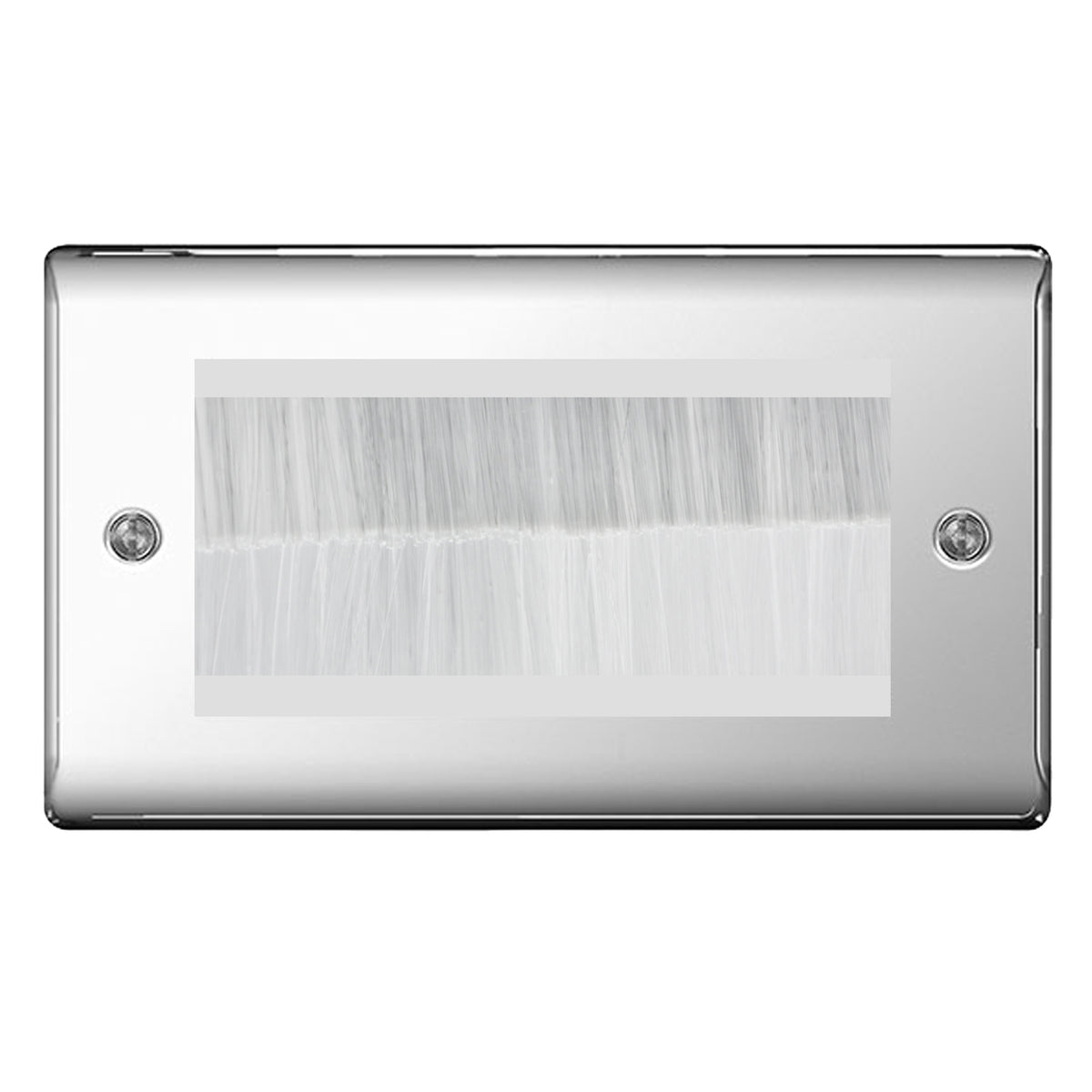BG Nexus Polished Chrome Double 4 Gang Brush Cable Entry Wall Plate Wh ...