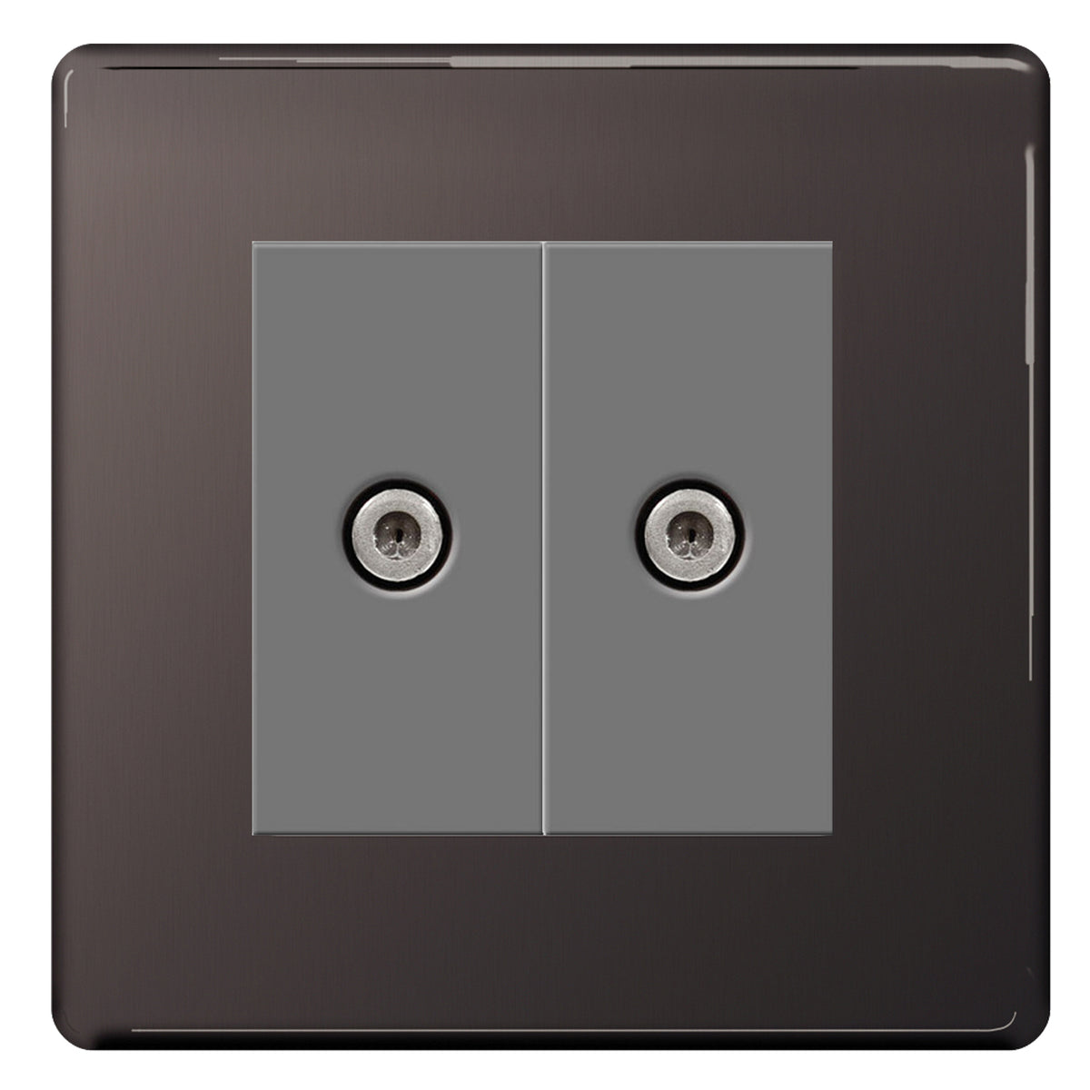 BG Black Nickel Screwless 2 Gang Satellite Sky Socket Grey inserts ...
