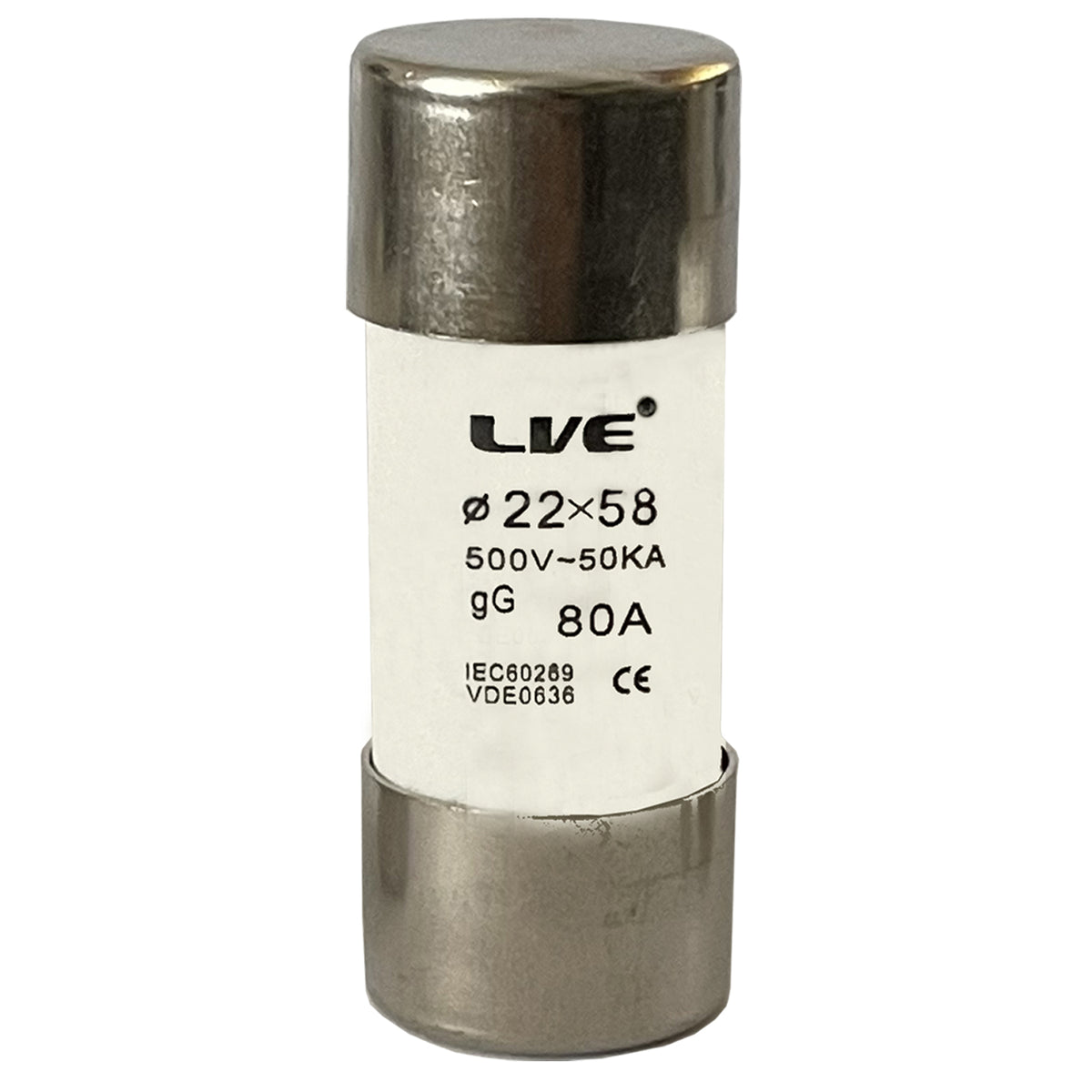 Live Electrical 80 Amp Fuse 22 x 58 FU80A22 — Masterlec