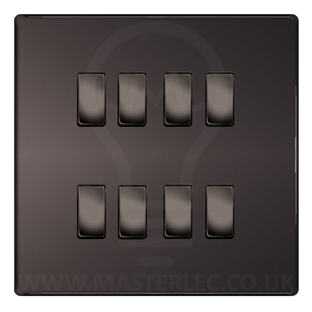 BG Black Nickel Screwless Flat Plate 8 Gang Light Switch Custom Switch ...