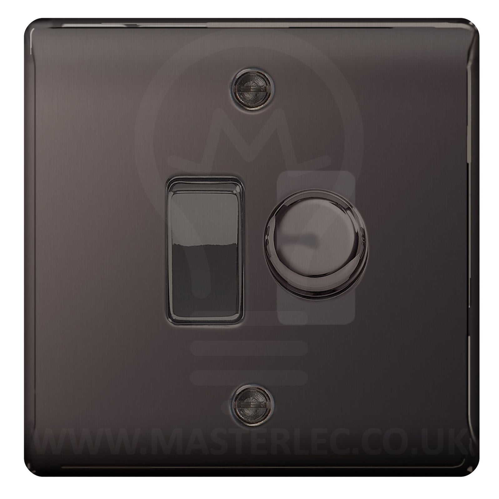 BG Nexus Black Nickel 2 Gang Light Switch 1x Trailing Edge LED Dimmer ...