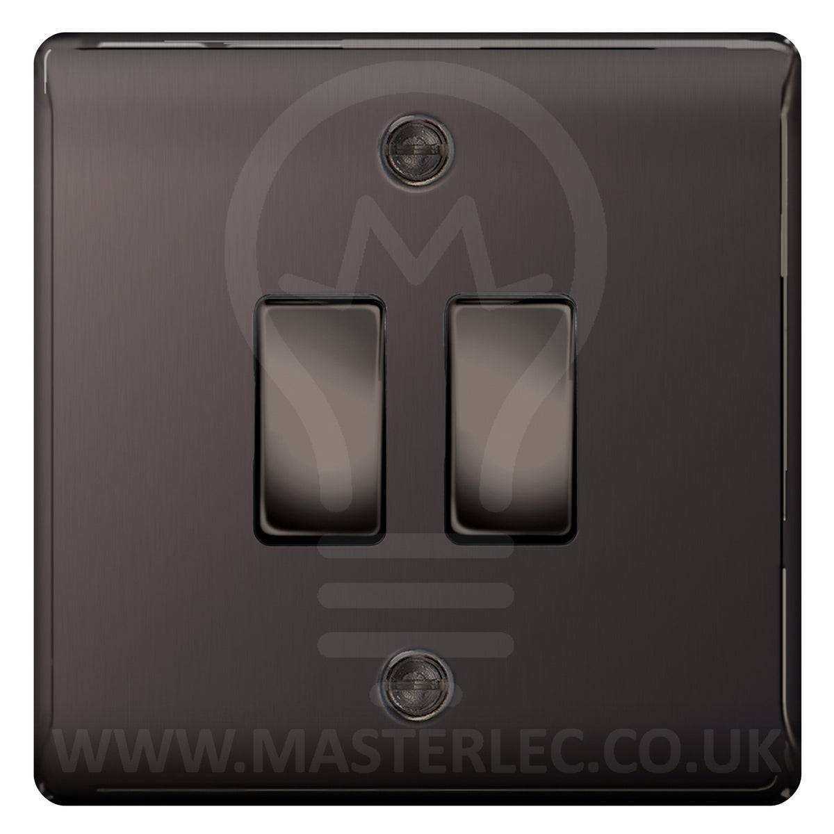 BG Nexus Black Nickel 2 Gang Intermediate Light Switch 3 Way Custom Sw ...