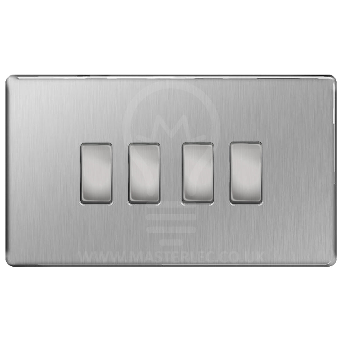 BG Nexus Brushed Steel Screwless Flat Plate 4 Gang Light Switch 2x Int ...