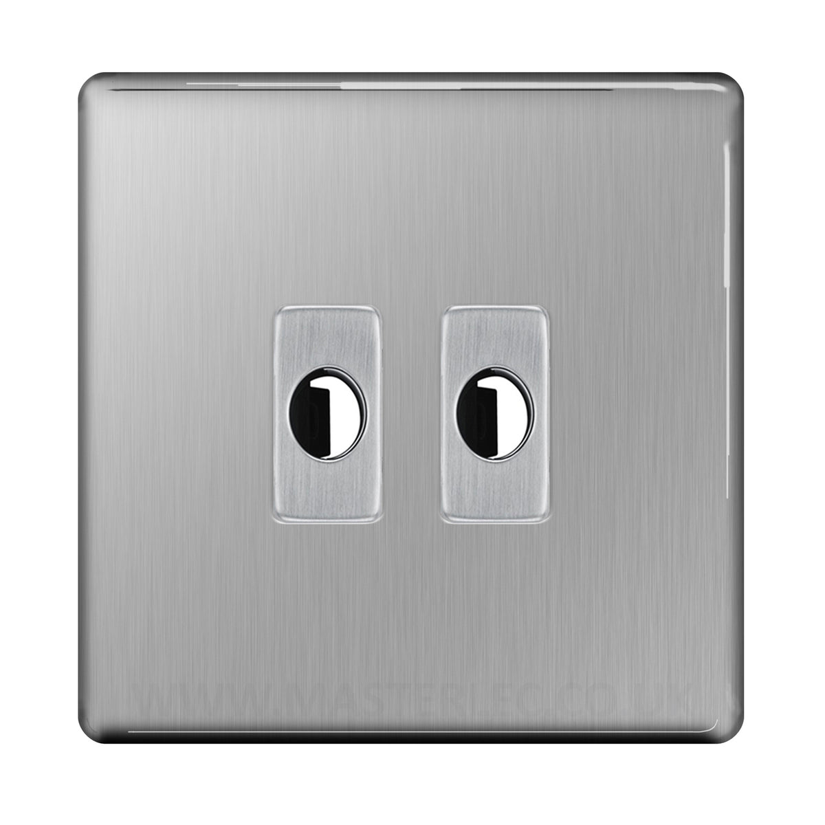 Bg Nexus Screwless Brushed Steel 2 Gang Flex Outlet Socket — Masterlec