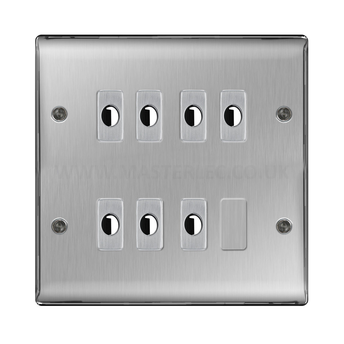 BG Nexus Metal Brushed Steel 7 Gang Flex Outlet Socket — Masterlec