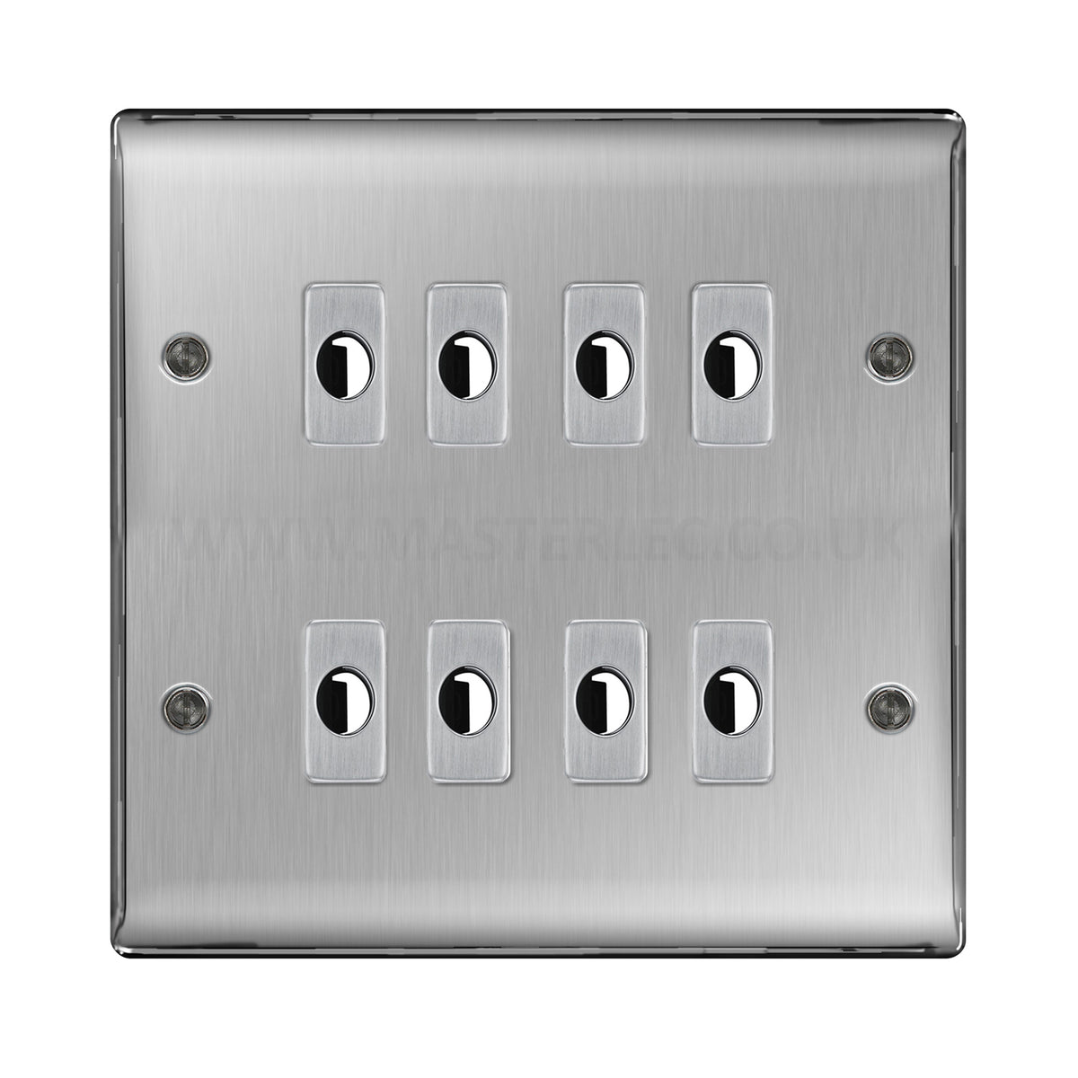 BG Nexus Metal Brushed Steel 8 Gang Flex Outlet Socket — Masterlec
