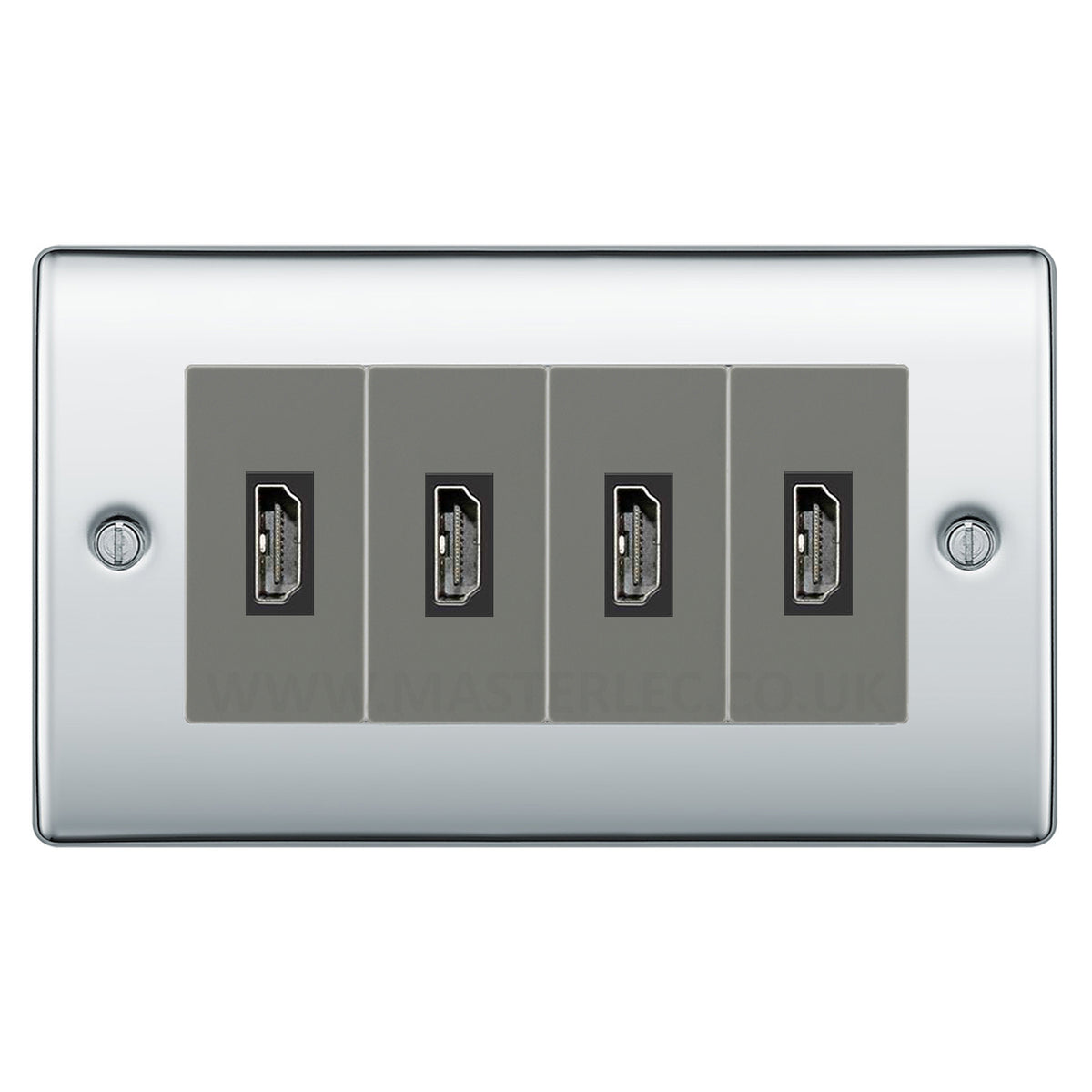 BG Nexus Polished Chrome Grey Insert 4 Gang HDMI Socket NETHDMIGY NPCE ...