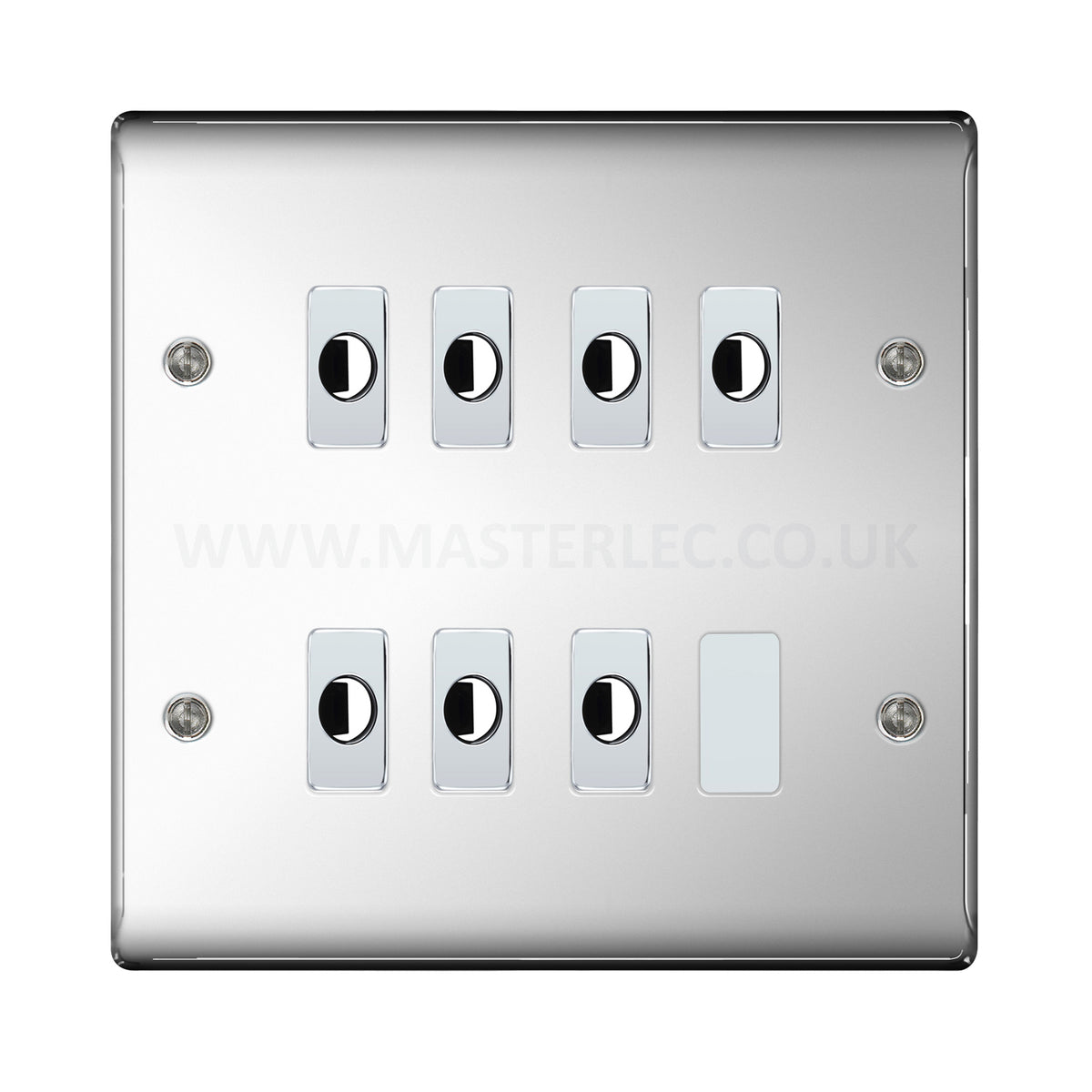BG Nexus Metal Polished Chrome 7 Gang Flex Outlet Socket — Masterlec