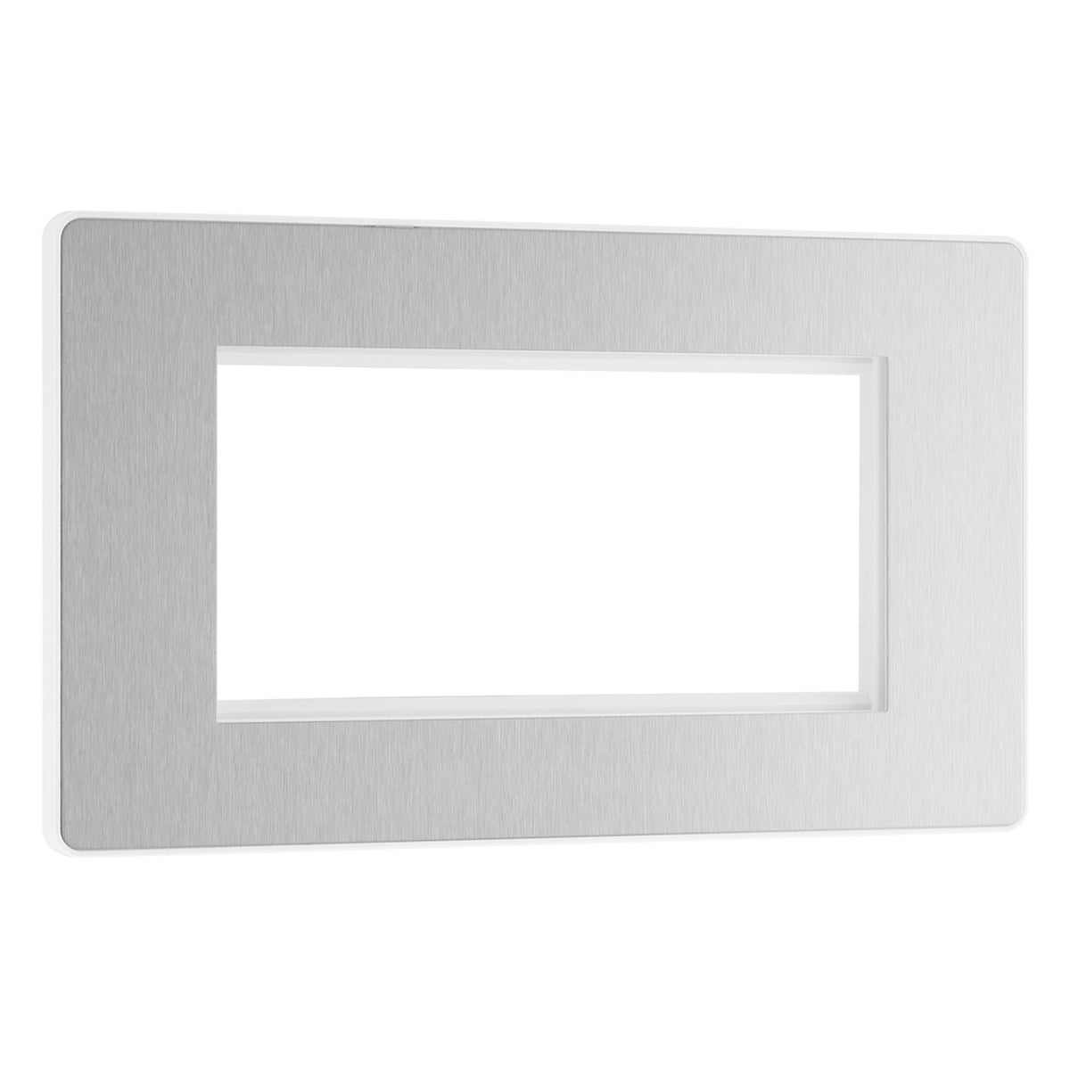 BG Evolve Brushed Steel Screwless Quad Euro Module Front Plate PCDBSEM ...