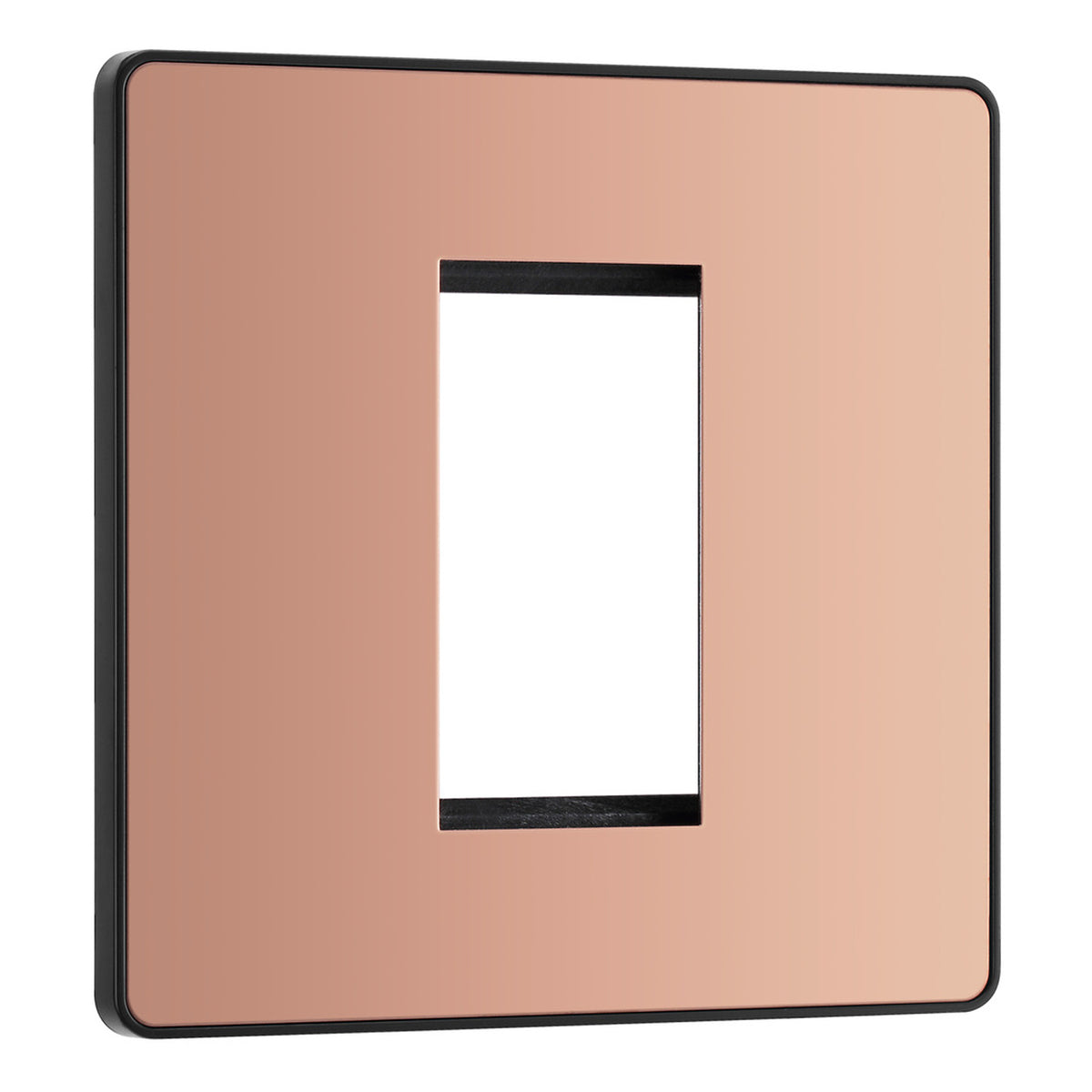 BG Evolve Polished Copper Screwless Single Euro Module Front Plate PCD ...