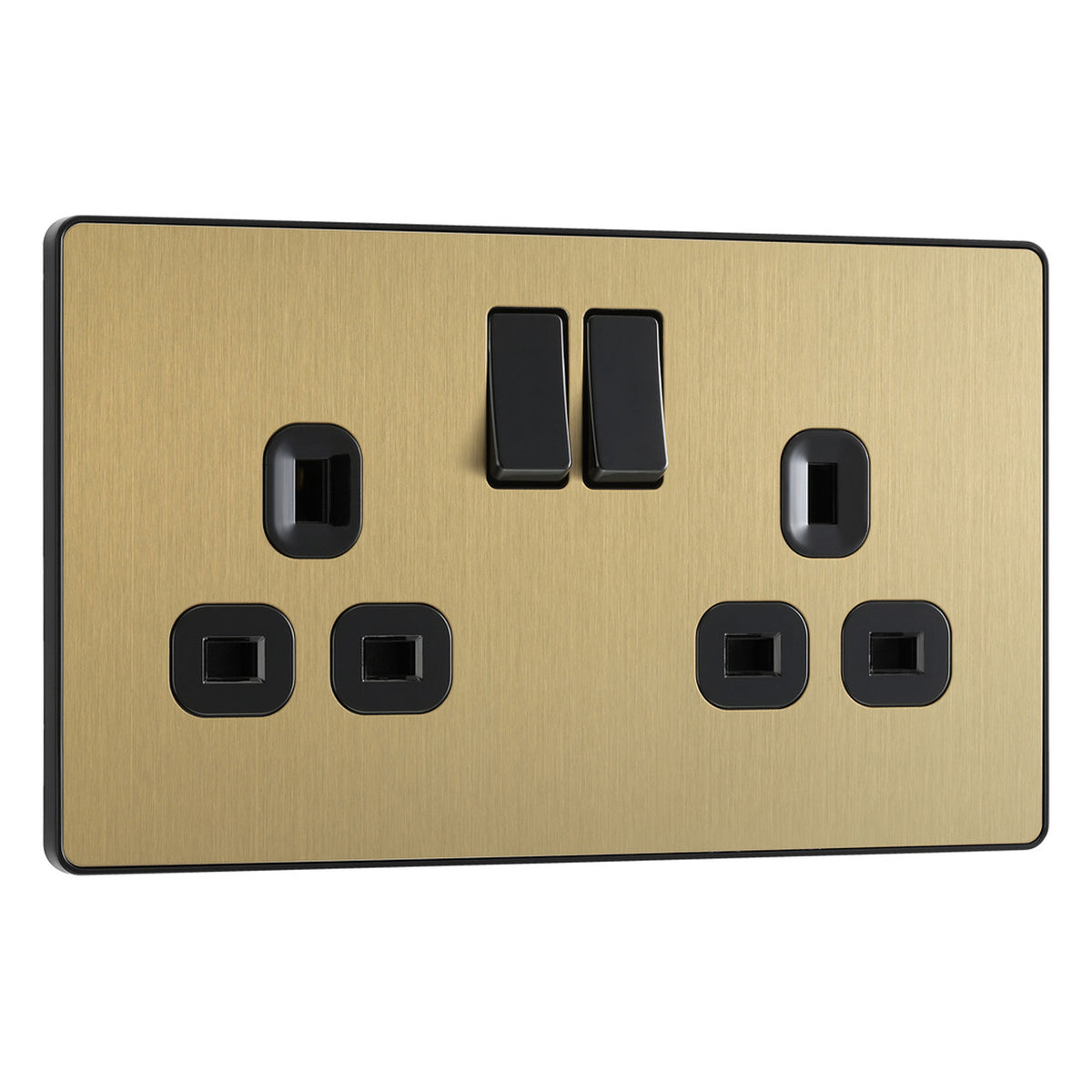BG Evolve Satin Brass Screwless Double Socket PCDSB22B — Masterlec
